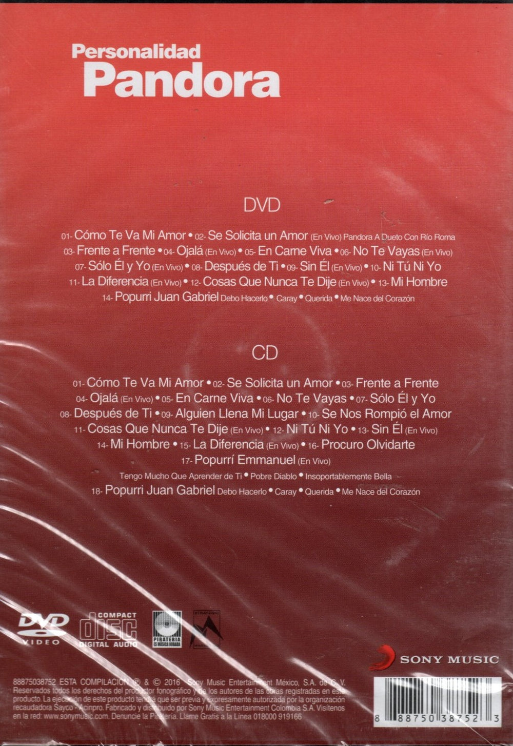 DVD+CD Pandora - Colección Personalidad, Grandes Éxitos Inicio